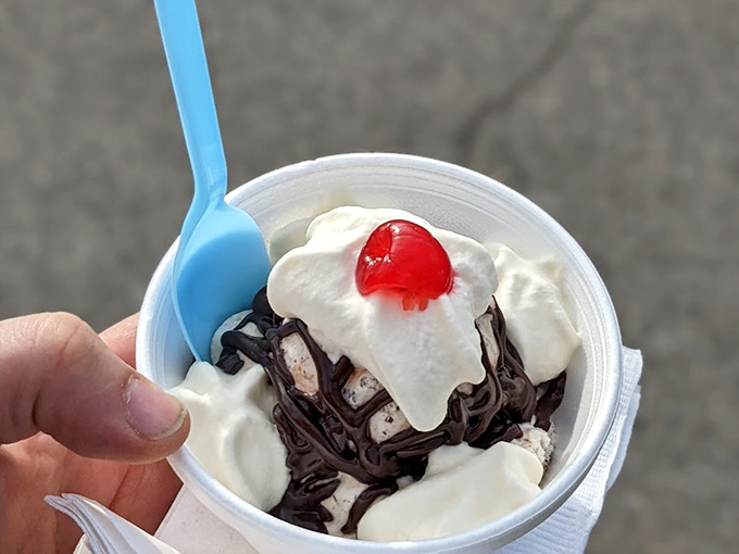 A sundae that whispers "sophistication" while shouting "indulgence"&mdash;chocolate, vanilla, whipped cream, and zero regrets.