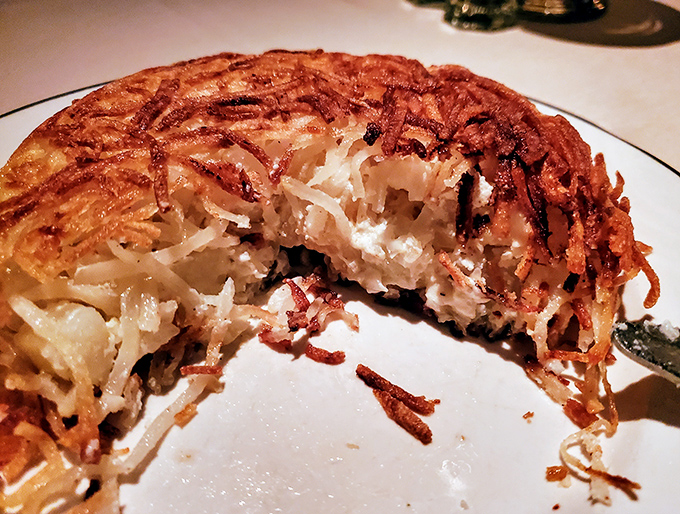 Cut into these stuffed hash browns and witness the miracle of potato engineering&mdash;crispy exterior giving way to a creamy center that defies physics.