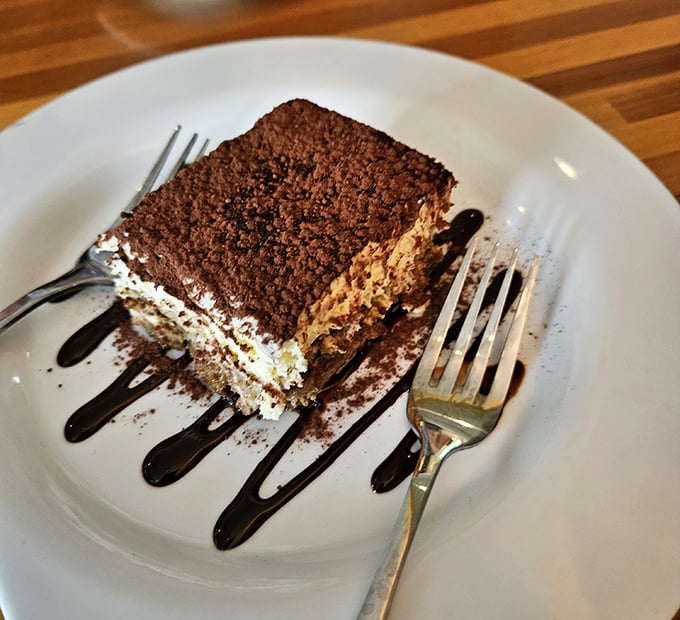 Tiramisu that would make your Italian grandmother weep with joy&mdash;layers of coffee-soaked perfection dusted with cocoa.