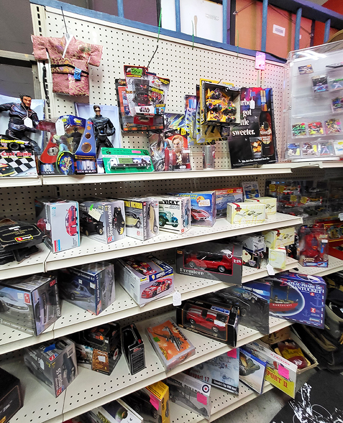 Before batteries and screens took over, toys came in boxes promising adventure. These shelves hold childhood memories for multiple generations.