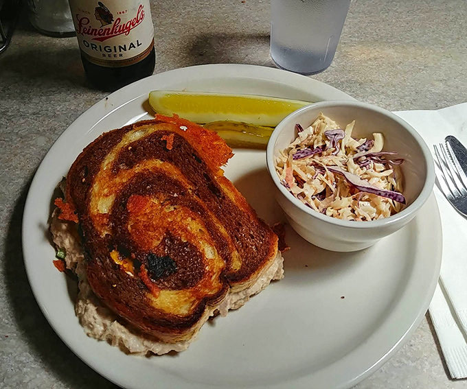 The perfect tuna melt doesn't exi&mdash; Wait, there it is, golden-brown and glorious, with coleslaw standing by for that essential textural contrast.