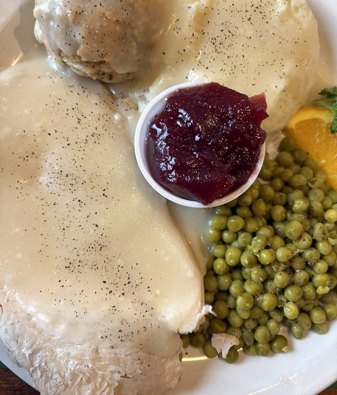 Turkey dinner that answers the eternal question: "Why wait for Thanksgiving?" Cranberry sauce adds that perfect sweet-tart counterpoint.