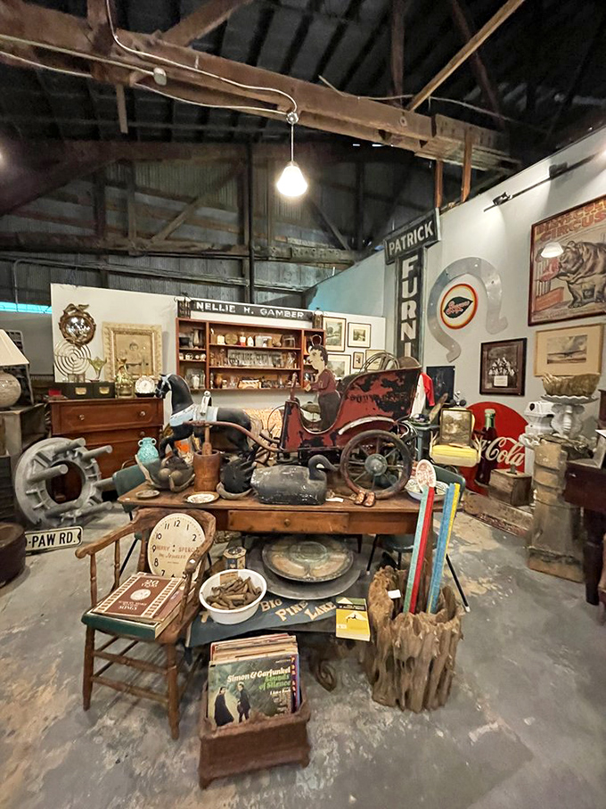 Vintage Americana comes alive with this antique pedal car display&mdash;where childhood nostalgia meets serious collecting.