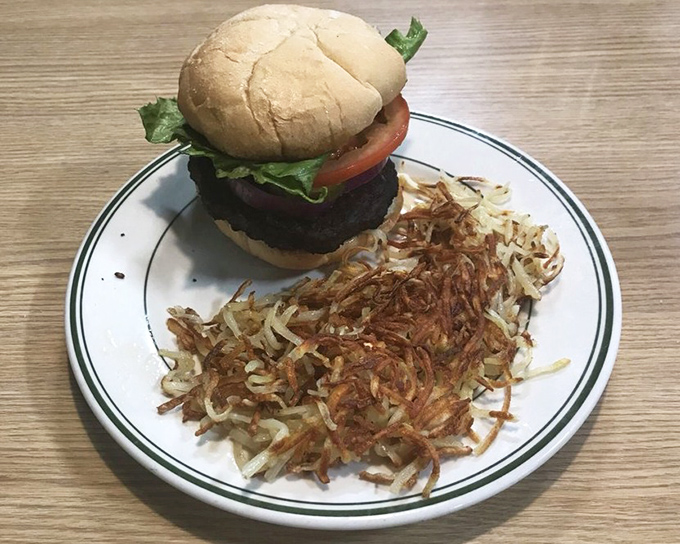 A burger that proves vegetables can party too. With those perfectly crispy hash browns alongside, even carnivores might feel a twinge of envy.