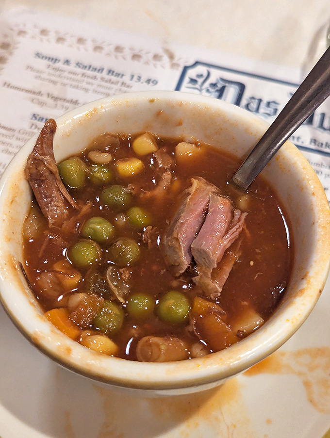 This isn't just vegetable soup&mdash;it's what happens when vegetables fulfill their highest calling in life. Note the perfect meat-to-pea ratio!