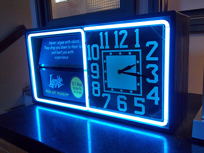 Time literally stands still in this illuminated vintage clock&mdash;except when it doesn't, reminding visitors that the museum closes eventually.