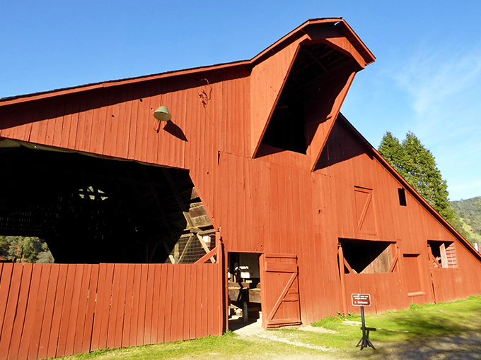 That classic red barn isn't just for show&mdash;it's part of the historic complex that once served Gold Rush travelers heading for fortune.