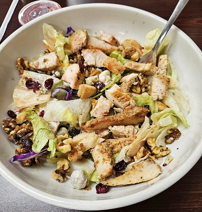Even salads get the hearty treatment here&mdash;this chicken Waldorf combines crisp lettuce, nuts, and dried fruit in a refreshing counterpoint to the diner classics.