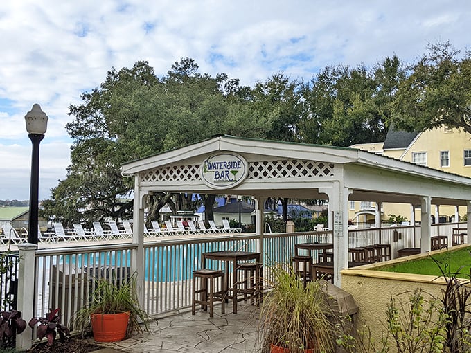 The Waterside Bar offers poolside refreshments with lake views. Because hydration is important when you're already surrounded by water.