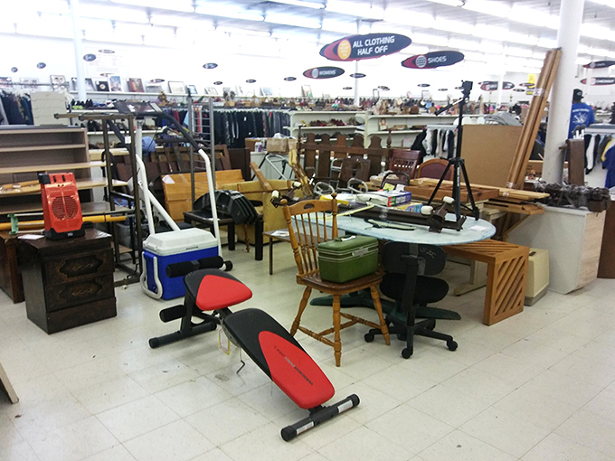 The fitness equipment section: where New Year's resolutions go to be reborn. Someone else's abandoned goal could become your success story!