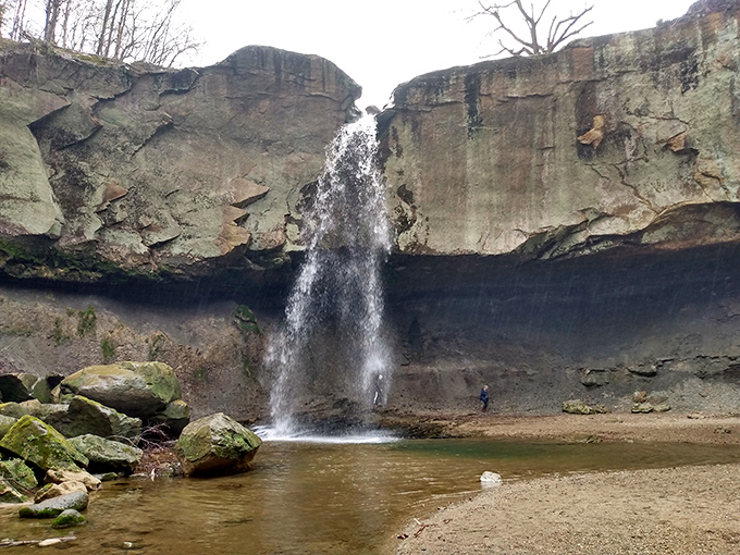 Williamsport Falls cascades dramatically between ancient rock walls, proving Indiana can deliver vertical thrills in a state known for horizontal landscapes.