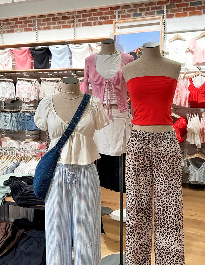 Fashion-forward displays showcase trendy pieces that transform everyday wardrobes into runway-ready ensembles.