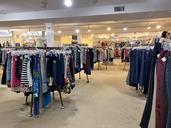 The clothing section&mdash;where yesterday's fashion finds new life. That star-patterned blue scarf is calling your name.