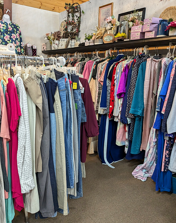 The women's clothing section offers everything from workday basics to "where did you find that?" statement pieces. Fashion treasure hunting at its finest.