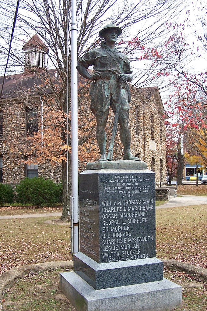 A solemn tribute to those who served, this memorial reminds visitors that even the smallest towns have made the greatest sacrifices.