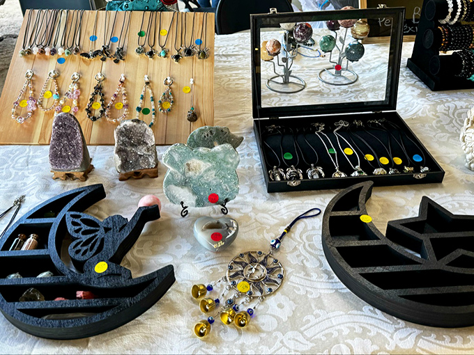 Crystals, pendants, and handcrafted jewelry that tell stories without saying a word. Each piece waiting for the right person to give it meaning.