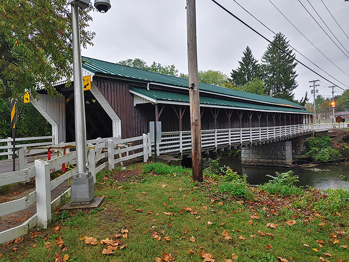 Autumn transforms this historic crossing into a calendar-worthy scene that makes even non-photographers wish they'd brought something better than their phone.