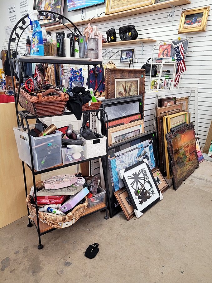 Art and knickknacks galore! One person's "what was I thinking?" becomes another's "you won't believe what I found!" That's thrift store magic.