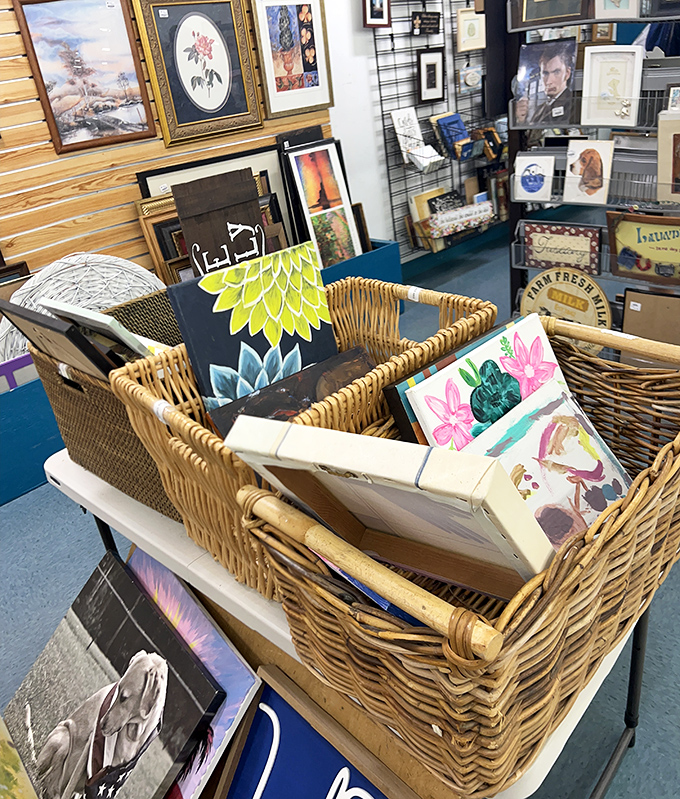 Art for every taste and space. That perfect conversation piece for your living room wall is hiding in these wicker baskets.