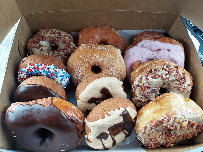 A box of donuts so beautiful it should come with its own security detail to protect it on the ride home.