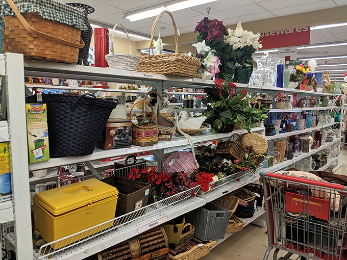 Baskets and storage solutions galore—because somehow we all need more containers for the stuff we buy at places like this.