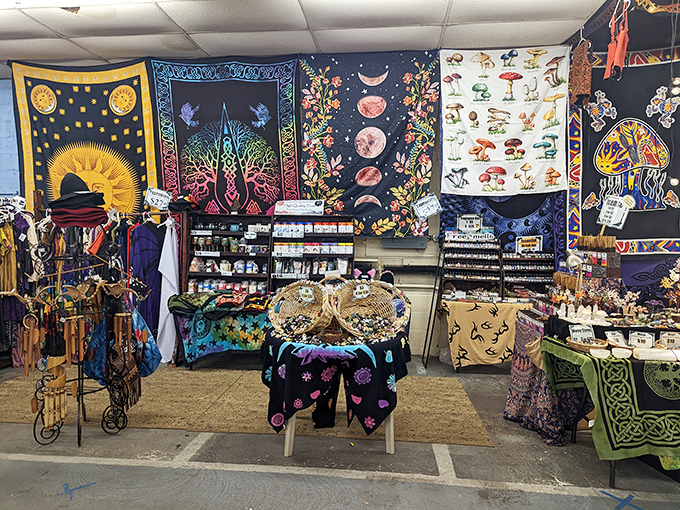 A psychedelic tapestry display that would make your college dorm room jealous &ndash; cosmic consciousness meets Pennsylvania practicality.