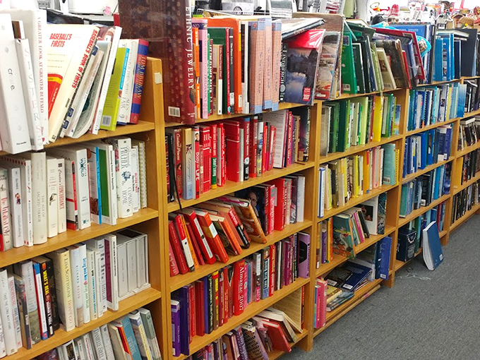 Literary gold mines organized by... well, organized might be stretching it. The joy is in the serendipitous discovery between unexpected neighbors.