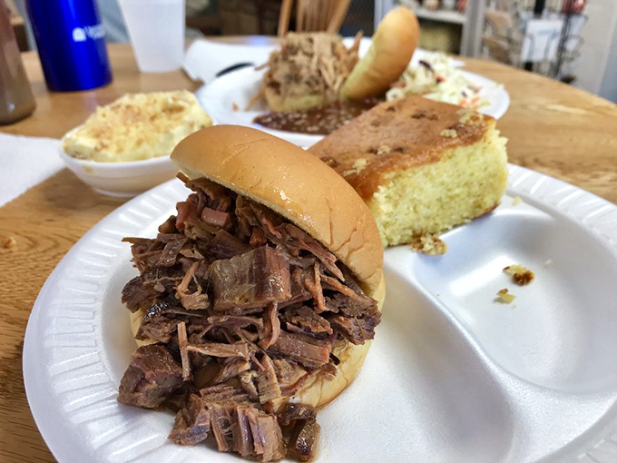 Brisket that doesn't need to show off&mdash;it just delivers. Paired with cornbread that's clearly not from a box, this is BBQ honesty on a plate.