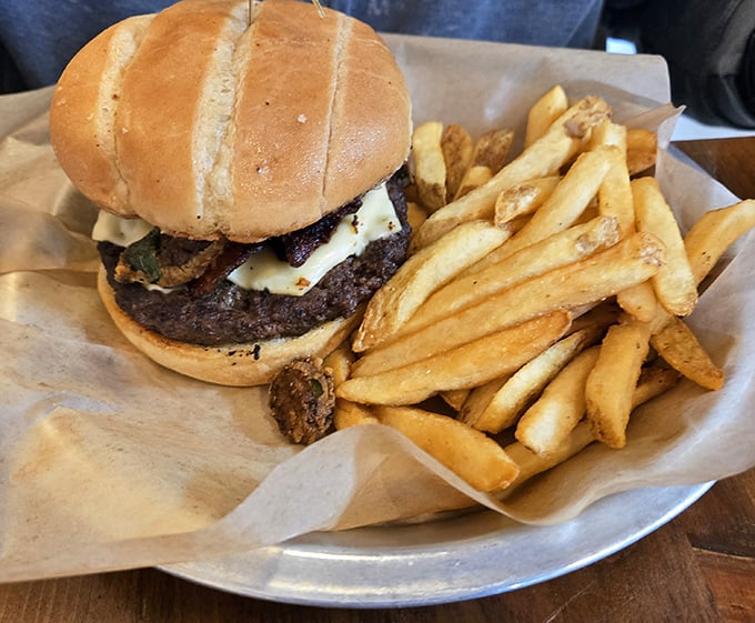 A burger that doesn't need fancy frills to impress&mdash;just honest beef, a proper bun, and fries that could start their own fan club.