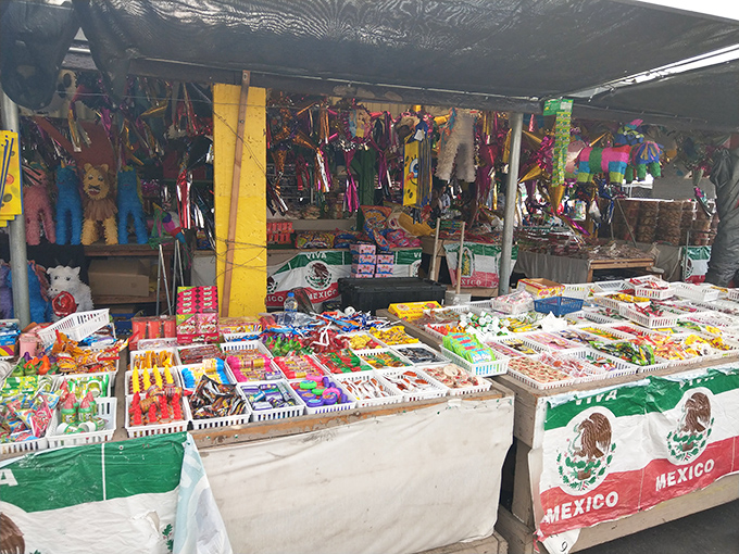 A candy wonderland with Mexican treats arranged in colorful perfection. Sugar rush guaranteed, dental appointments optional.