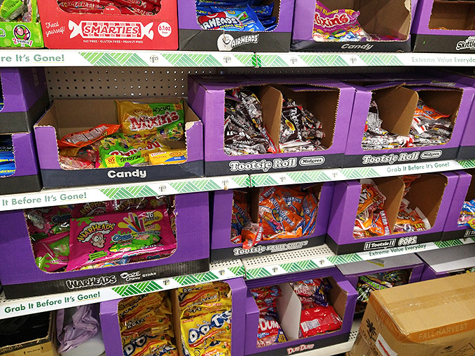 Candy paradise where childhood memories come boxed in purple. Tootsie Rolls and Warheads&mdash;the United Nations of sweet treats. 