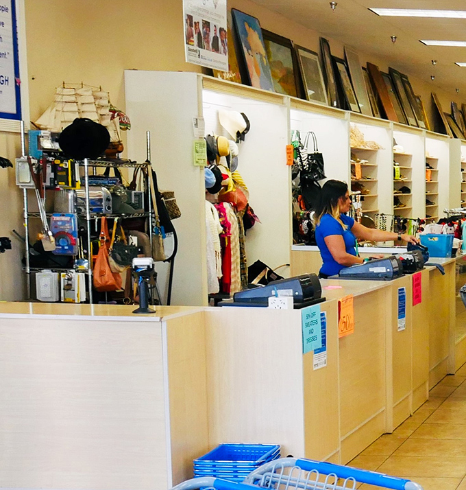 The checkout area – final gateway between browsing and ownership. That moment when someone else's discards officially become your newfound treasures.