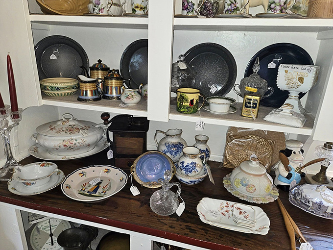 From delicate teacups to sturdy serving pieces, this collection of ceramics spans generations of family dinners and special occasions.