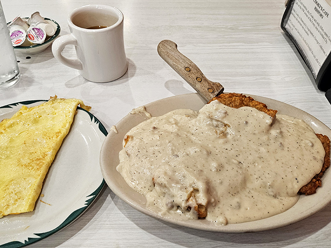 Country-fried steak swimming in pepper-flecked gravy &ndash; not diet food, but soul food that connects you to generations of Midwestern comfort.