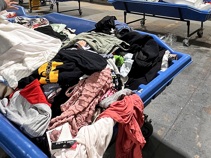 The blue bin buffet, where fashion goes for its encore performance. One person's castoffs become another's "Where did you get that?" conversation starter.