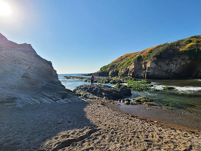 A secret cove that looks like Mother Nature's private swimming pool, complete with sculptural accents.