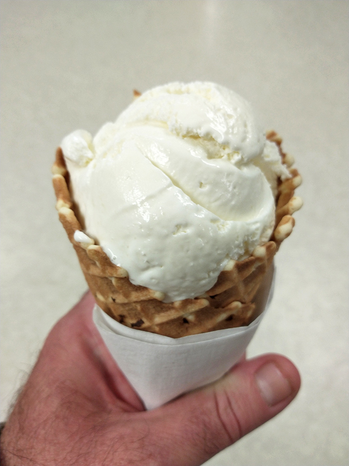 Coconut ice cream so pristine it looks like clouds from heaven, served in a simple dish that lets quality speak for itself.