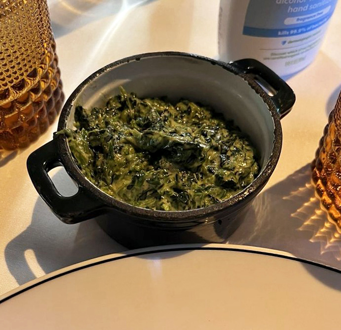 Creamed spinach that Popeye would approve of &ndash; rich, velvety, and somehow making you feel virtuous while indulging in pure decadence.