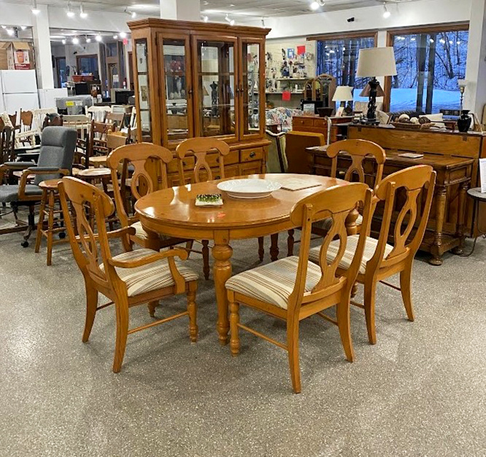 This honey-toned dining set isn't just furniture&mdash;it's future family Thanksgivings, game nights, and "remember when" conversations waiting to happen.
