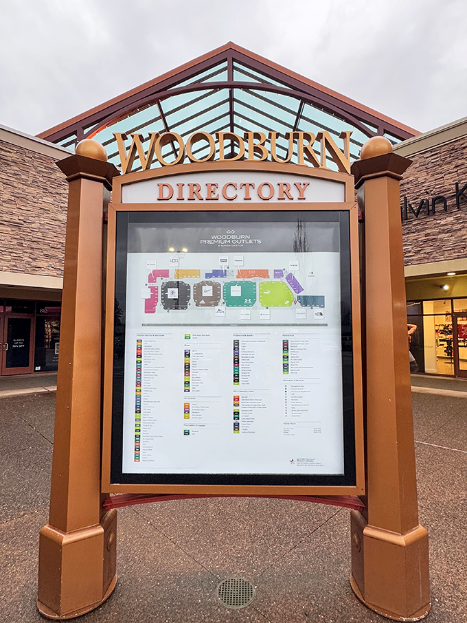 The directory stands like a treasure map to retail adventures. X marks the spot for your next great deal!