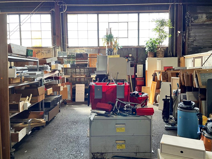 A shopper explores the door section, where each wooden panel could be the entrance to your next creative project. 