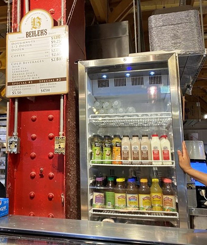 Even the beverage selection plays supporting actor to the star donuts, offering the perfect liquid companions for your sugar adventure.