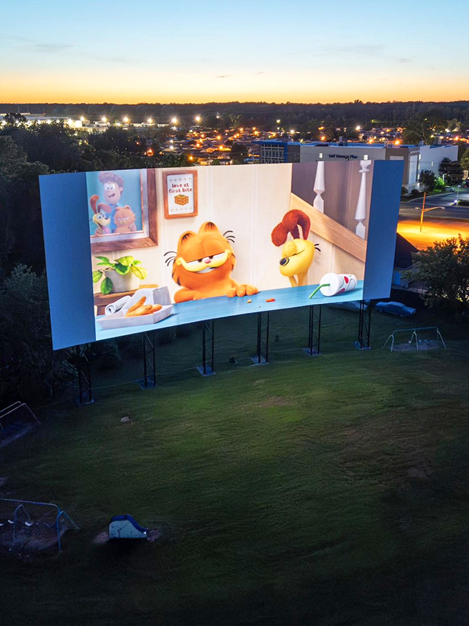 Garfield's sardonic grin stretches 120 feet wide on America's largest movie screen. Even cartoon cats deserve the big-screen treatment.