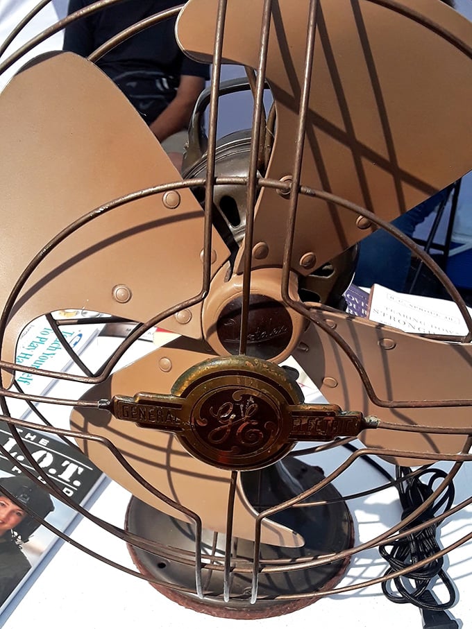 This vintage GE fan isn't just blowing hot air &ndash; it's a perfectly preserved piece of mid-century cooling technology that still looks ready to whirl.