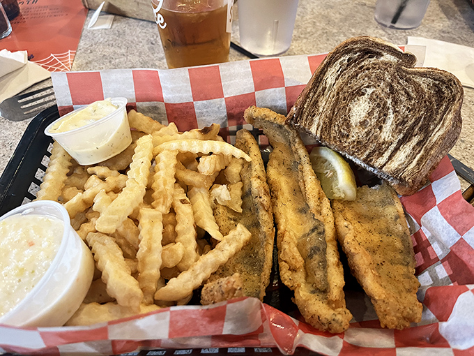 The legendary fish fry arrives with golden perfection, crispy fries, and that essential slice of marble rye &ndash; a Wisconsin Friday tradition worth celebrating.