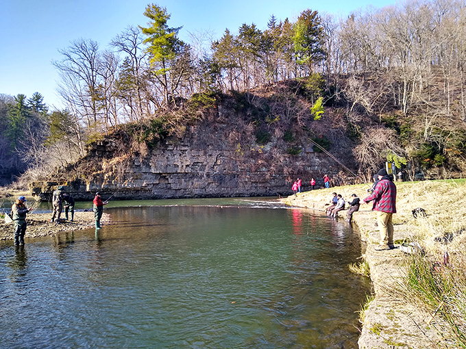 Anglers line the shore like patient philosophers, understanding that catching fish is just a bonus to being here.
