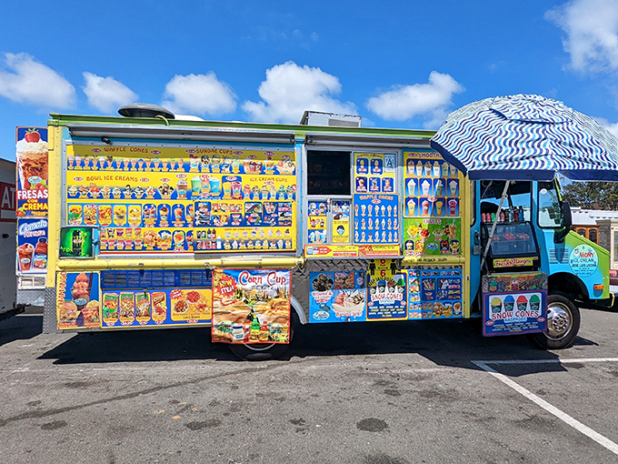 The ice cream truck of adult dreams! This colorful food vendor offers enough sugary delights to fuel a full day of serious shopping.
