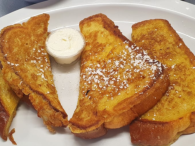 French toast that's achieved the golden ratio of crispy exterior and custardy interior&mdash;the breakfast equivalent of hitting the lottery on your first try.