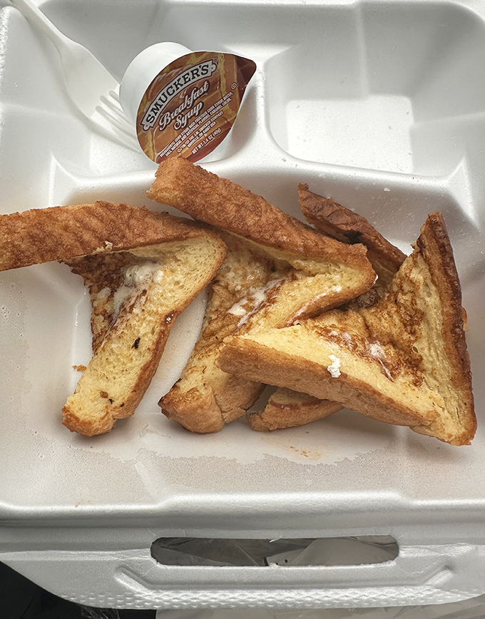 French toast that makes you question why anyone would ever eat cereal again. Simple pleasures elevated to art form.