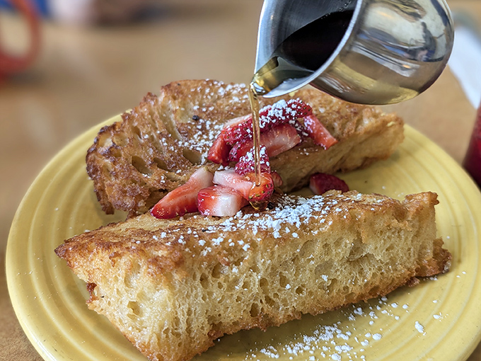 French toast so golden and pillowy, topped with fresh strawberries, it makes you wonder why we don't start every day this way.